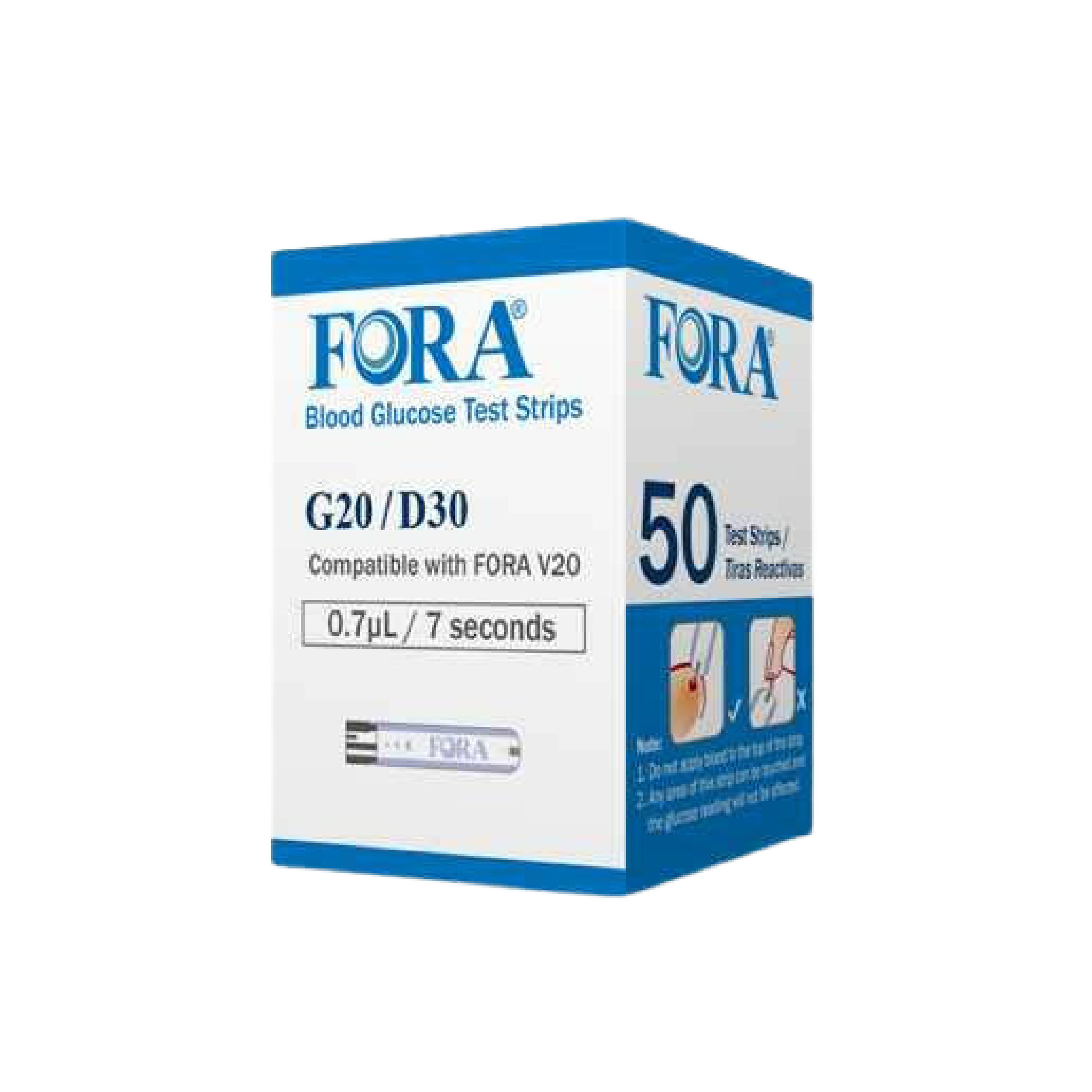FORA G20 D30 V20 Blood Glucose Test Strips - 50count
