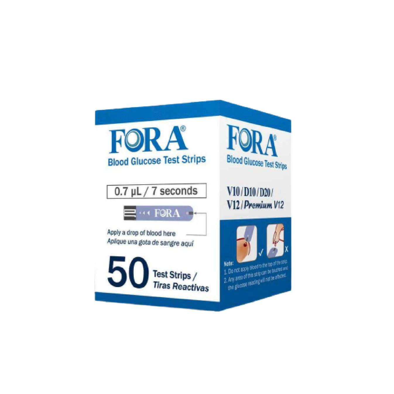 FORA V10 V12 D10 D20 PremiumV12 Blood Glucose Test Strips - 50count ...