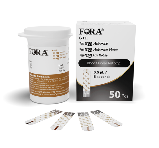 FORA Glucose Test Strips (50ct) - For Test N'Go Advance Series Meters