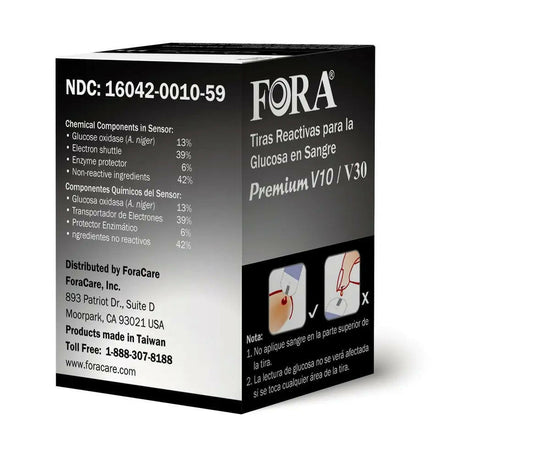 FORA V30 G30 Premium V10 Blood Glucose Test Strips - 50 count